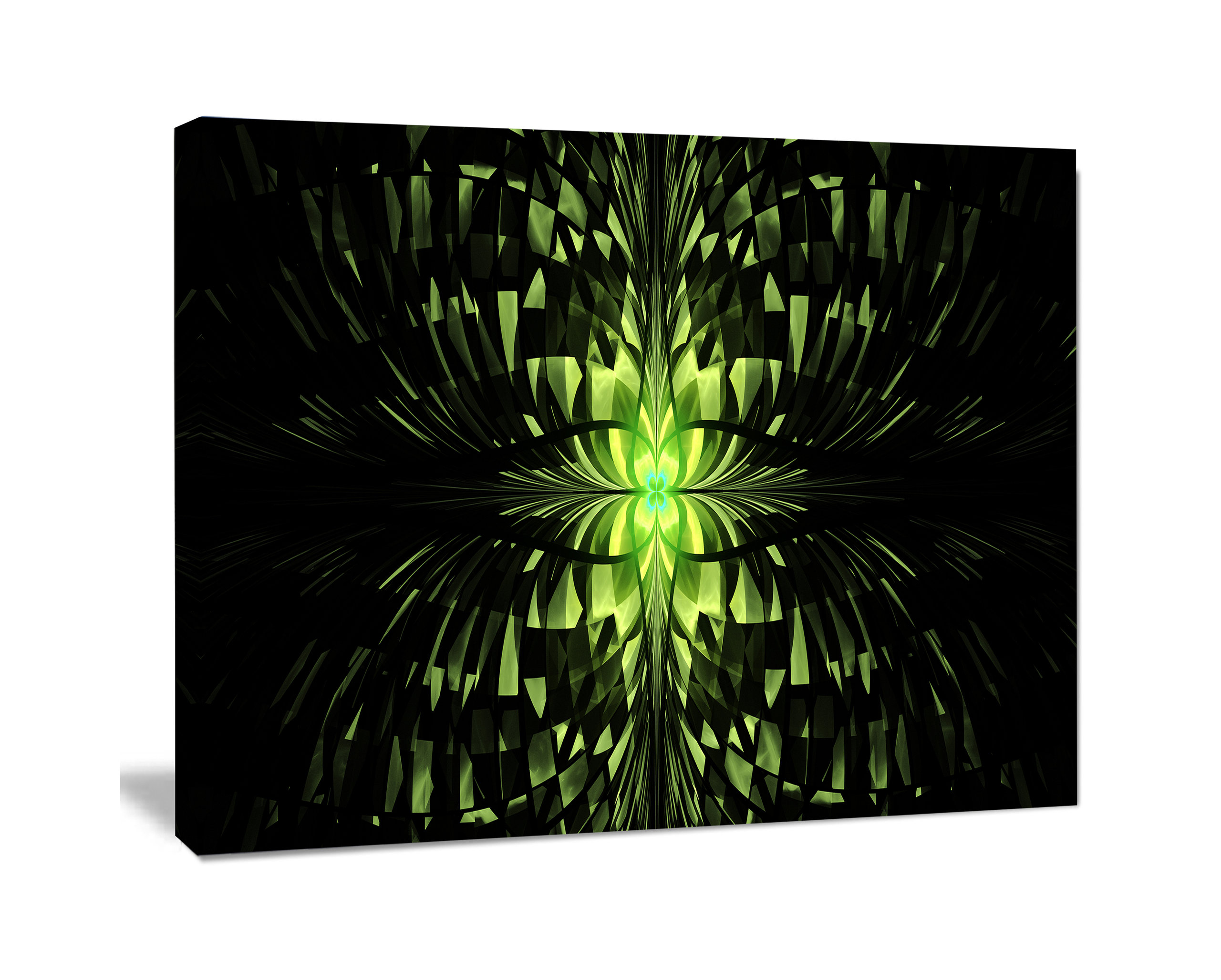 Green Butterfly Pattern on Black, Abstract Wall Art Canvas, 20"x12"x1 ...