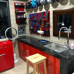 Wall Control Red Metal Pegboard Built Into Folding Cabinet Doors ...