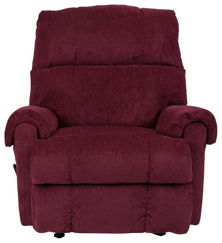 Contemporary Kelly Burgundy Super Soft Textured Microfiber Rocker ...