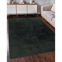Linon Maven Faux Rabbit 5' x 7' Area Rug in Dark Green - Contemporary ...