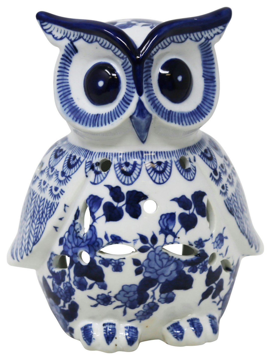 White/blue Ceramic Owl 8" - Contemporary - Decorative Objects And ...