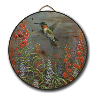 Round Wall Art, Summer Hummer, 18" Diameter - Tropical - Prints And ...