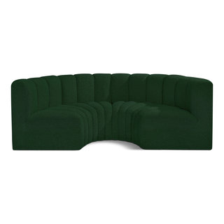 Arc Upholstered Inward Curved Modular Sectional, 4-Piece: Curved Corner ...