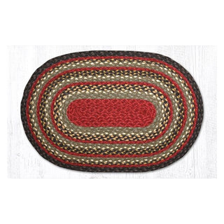 Earth Rugs C-338 Burgundy / Olive / Charcoal Oval Braided Rug 20" x 30 ...