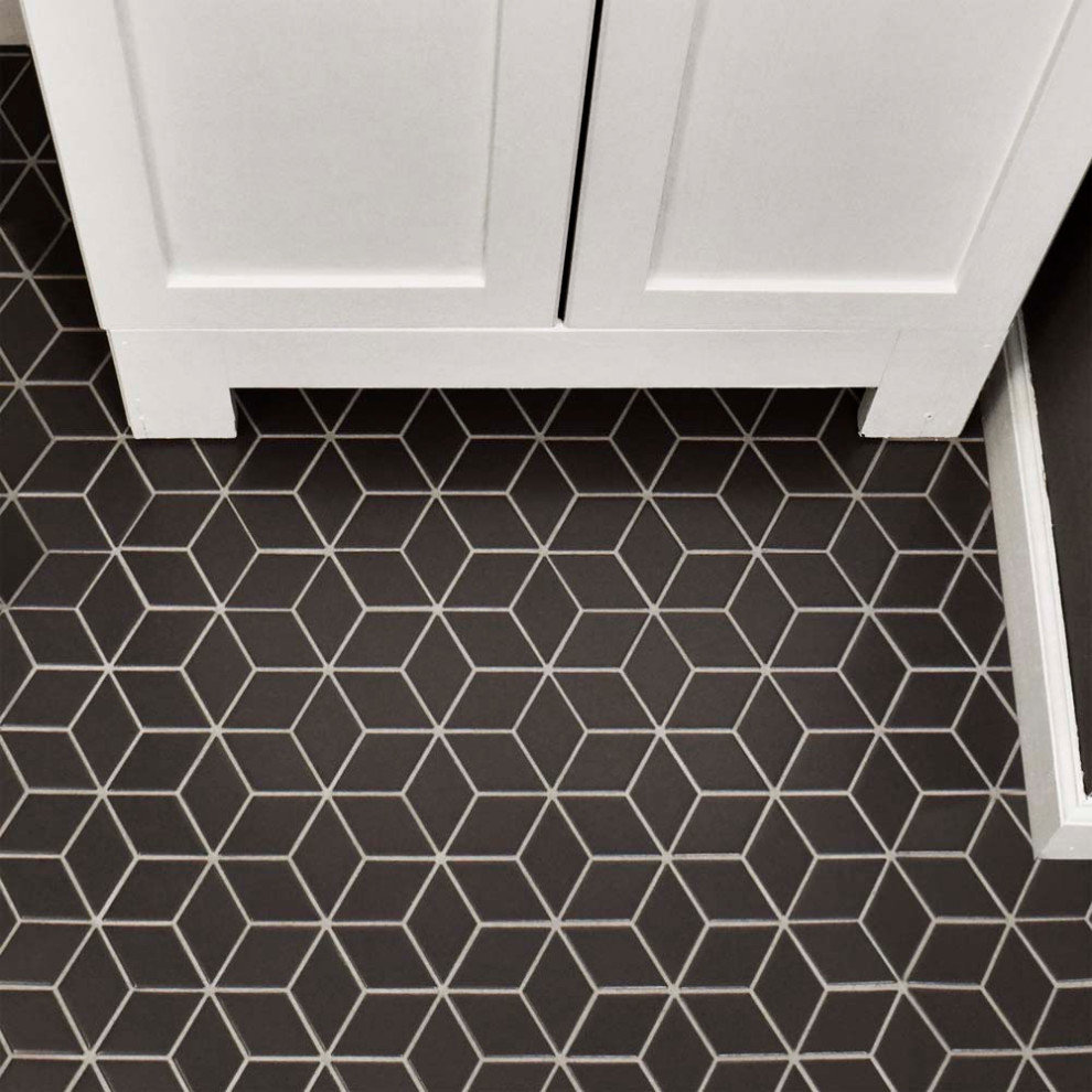 Metro Rhombus Mosaic Floor and Wall Tile, Matte Grey, Sample ...