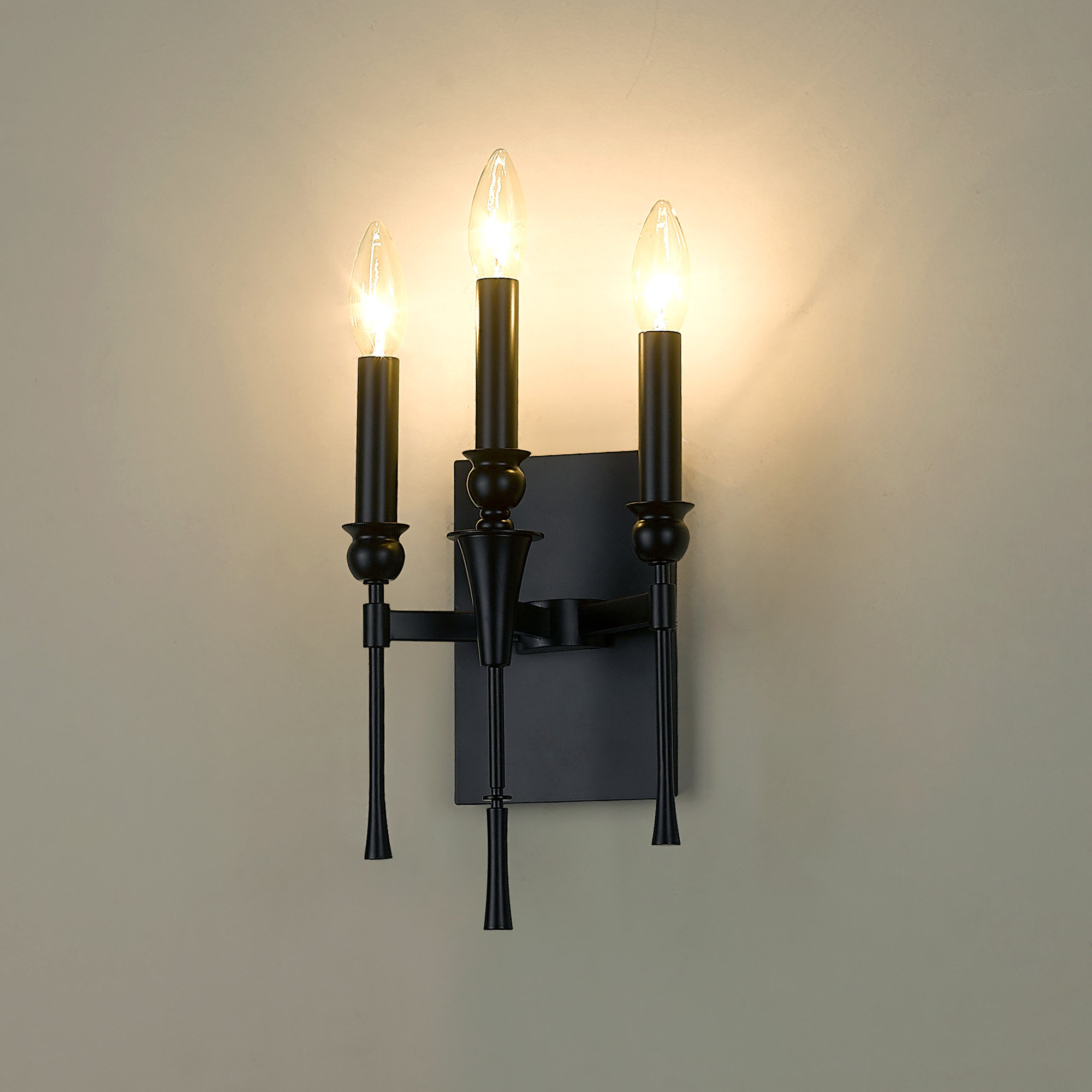 Golden Lighting Landon 3 Light Wall Sconce, Matte Black - Traditional ...