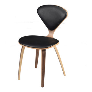 Satine Dining Chair with Walnut Frame and Leather Seat Pads ...
