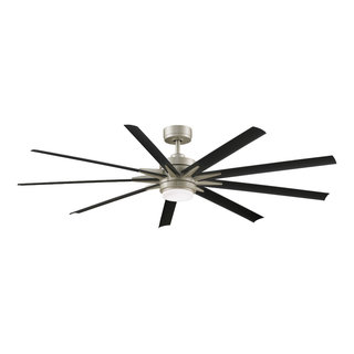 Odyn Ceiling Fan, Brushed Nickel With Black Blades, 72" - Transitional ...