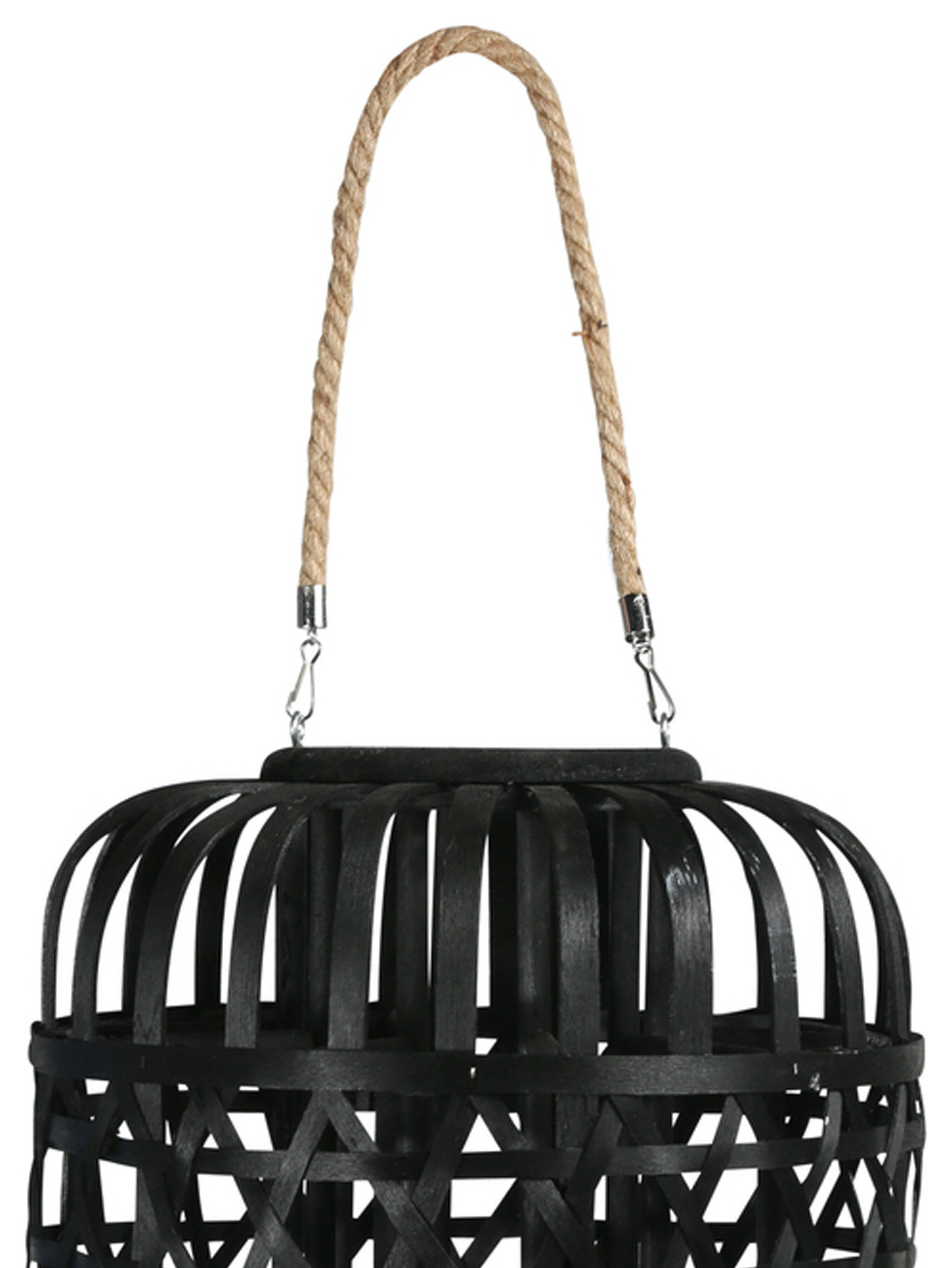 23.25 Inches Octagonal Weave Design Bellied Lantern with Hanger, Black ...