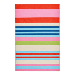 Beach Stripe Multi Machine Washable Rug, Runner-2.5x8 - Contemporary ...