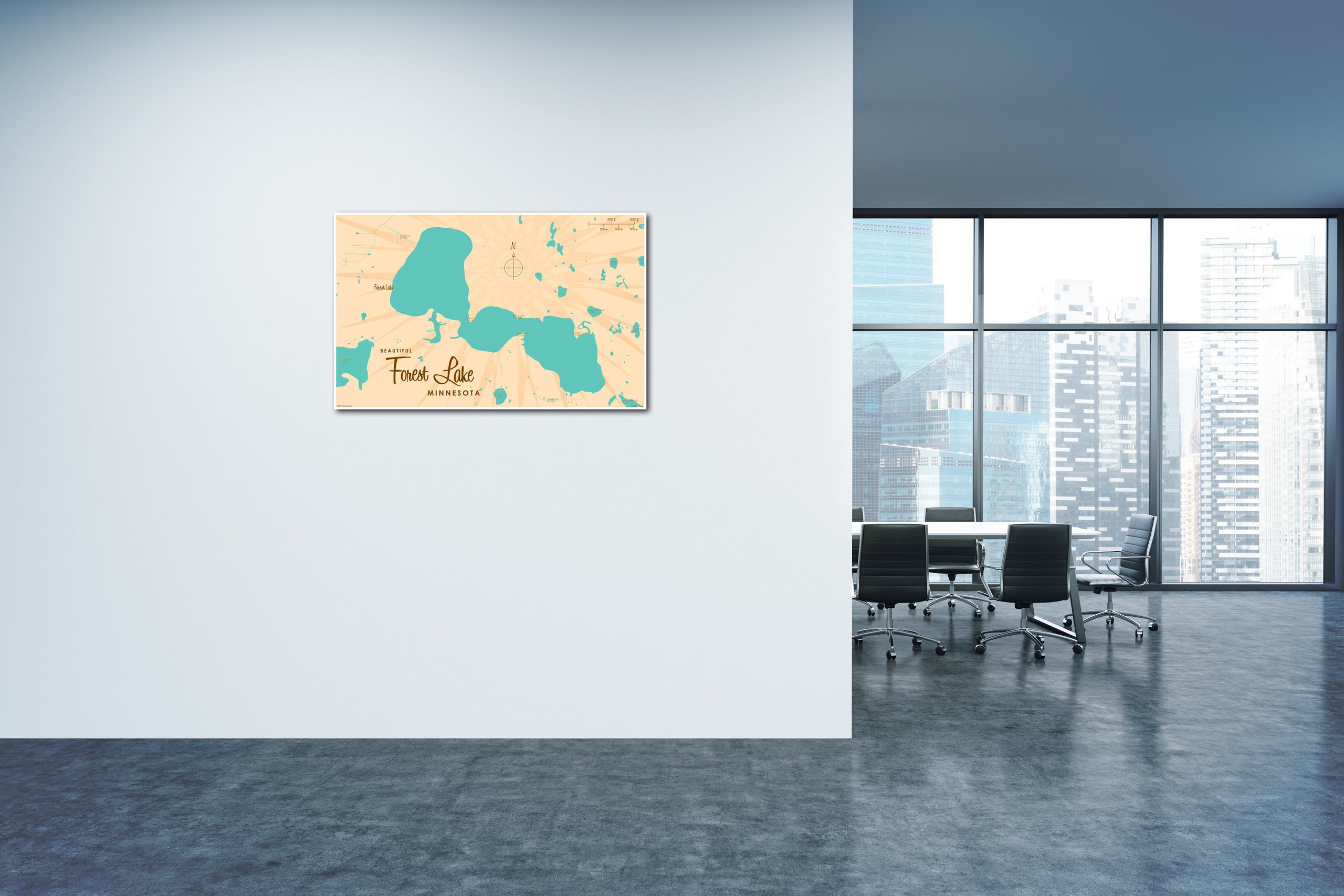 Lakebound Forest Lake Minnesota Map Art Print, 24"x36" - Contemporary ...