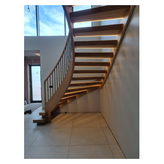 Open Tread Oak & Wrought Iron Stairs - Contemporary - Staircase - West ...