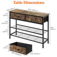 Rectangular 3-Tier Console Entryway Table with 2 Fabric Drawers ...