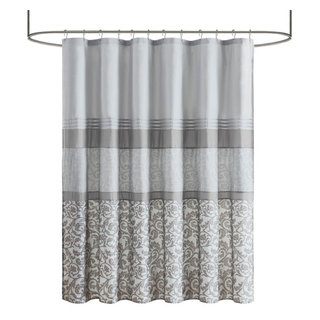 510 Design Ramsey Printed and Embroidered Shower Curtain, Grey ...