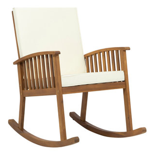 Beulah Outdoor Acacia Wood Rocking Chair - Craftsman - Outdoor Rocking ...