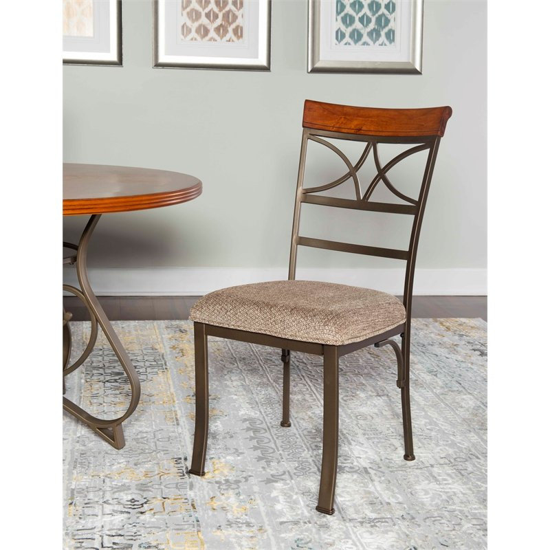 Linon Hamilton Set of 2 Padded Dining Side Chairs Wood Trim in Bronze ...
