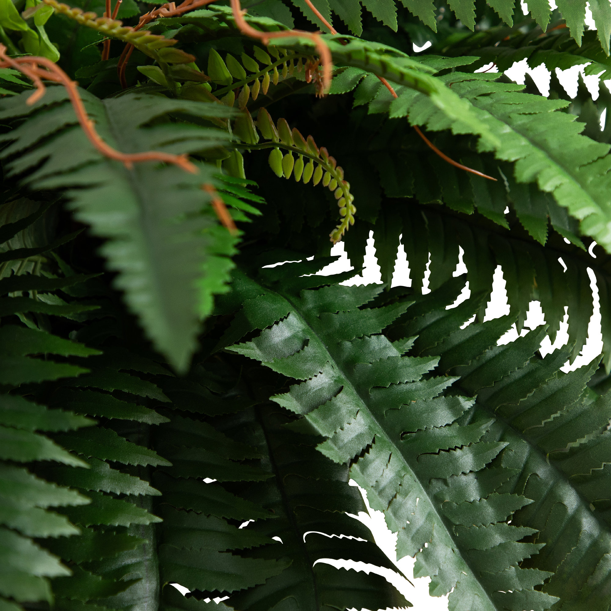 31in. Artificial Boston Fern, Patina Metal Planter With Stand ...