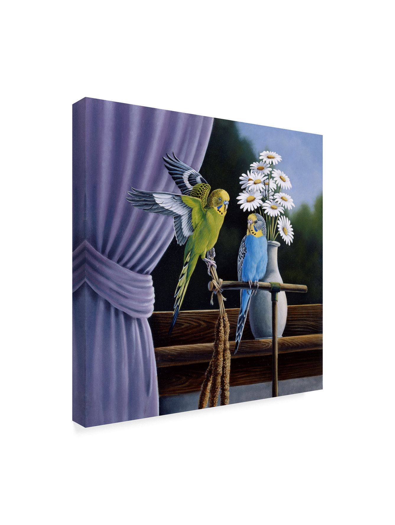 Wilhelm Goebel 'Parakeets' Canvas Art, 14"x14" - Tropical - Prints And ...