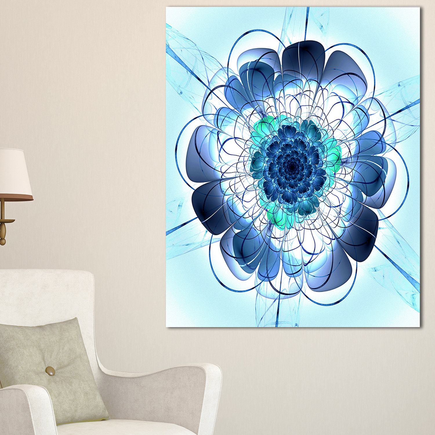 "Blue And Purple Rounded Flower" Canvas Artwork, 30"x40" - Contemporary ...