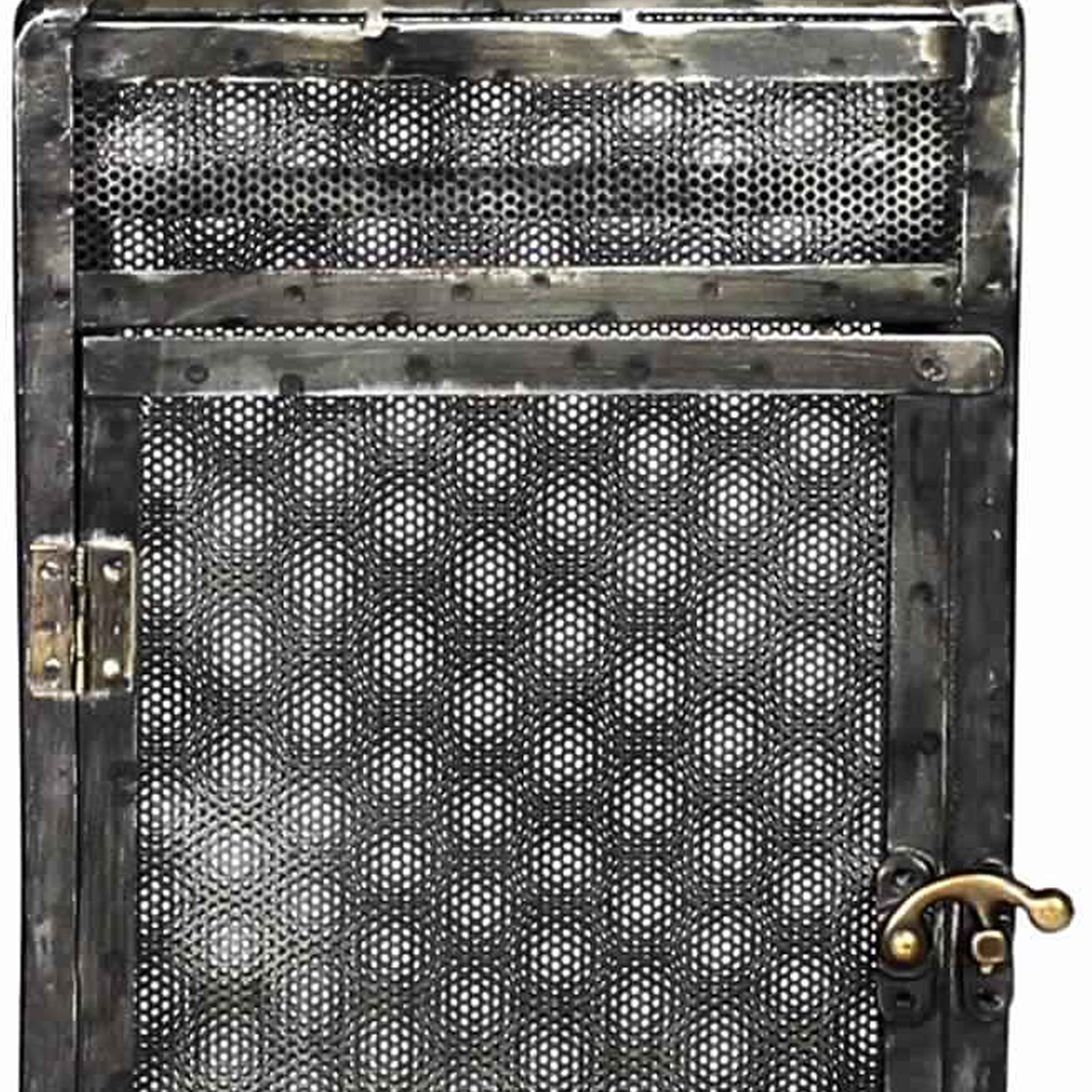 Mesh Design Metal Frame Lantern with Latch Lock, Small, Distressed Gray ...