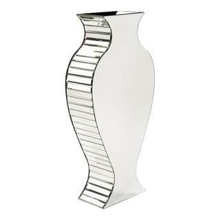 HomeRoots Curvy Shaped Tall Mirrored Panel Side Vase - Contemporary ...