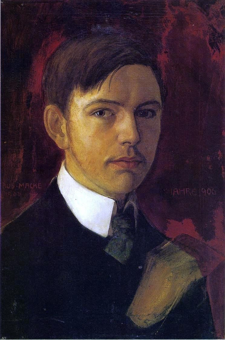August Macke Self Portrait, 18"x27" Wall Decal Print, 18x27 ...