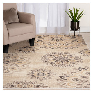 Shiklorinz White and Beige Area Rug, 7'10"x9'10" - Contemporary - Area ...