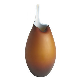 Frosted Large Amber Vase with Blue Casing - Contemporary - Vases - by ...