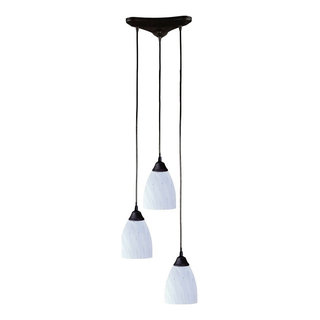 3 Light Triangular Pendant in Transitional Style - 7 Inches tall and 5 ...