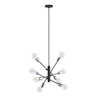 Gradoli 8-Light Open Bulb Pendant With Black and Chrome Finish ...