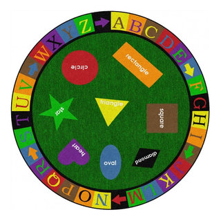 Flagship Carpets VA116-27A 6' Round Simple Shapes Educational Rug ...