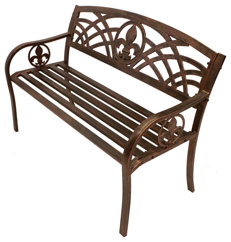 Leigh Country Metal Bench -Welcome Black & Gold - Mediterranean ...