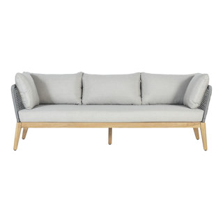Cypress Teak Wood 128" Sofa with Gray Color Rope Design - Beach Style ...