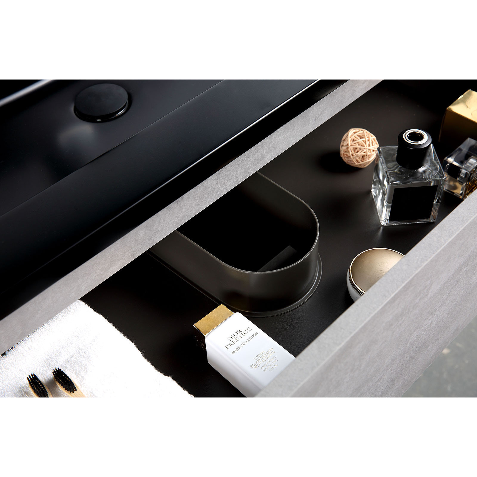 ConceptBaths Edith Wall Mount Bathroom Vanity With Black Top, 30 ...