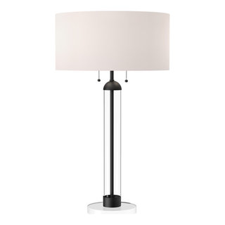 Sasha table lamp,Matte Black | White Linen D18-1/8" x H31 ...