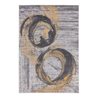 Abani Laguna LAG150A Contemporary Yellow Swirl Area Rug, 7.9 x 10.2 x 0 ...