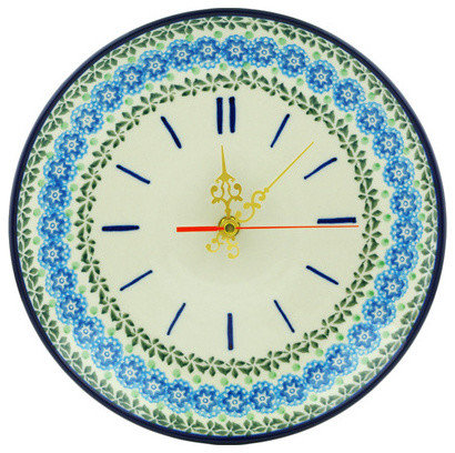 Polmedia Polish Pottery 10" Stoneware Clock - Mediterranean - Wall ...