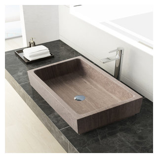 Lehi Stone Vessel Sink in Wooden Grey Marble - Modern - San Francisco ...