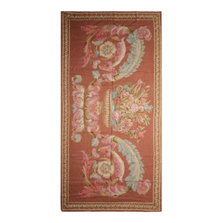 6'x12' Hand Woven Wool Oriental Area Rug, Rose, Pale Pink Color, Runner ...