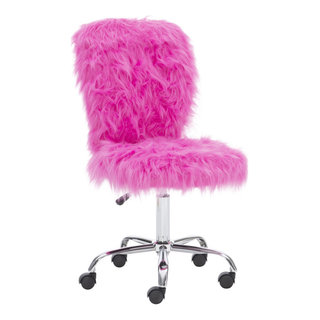 Faux Flokati Armless Office Chair Pink - Contemporary - Office Chairs ...