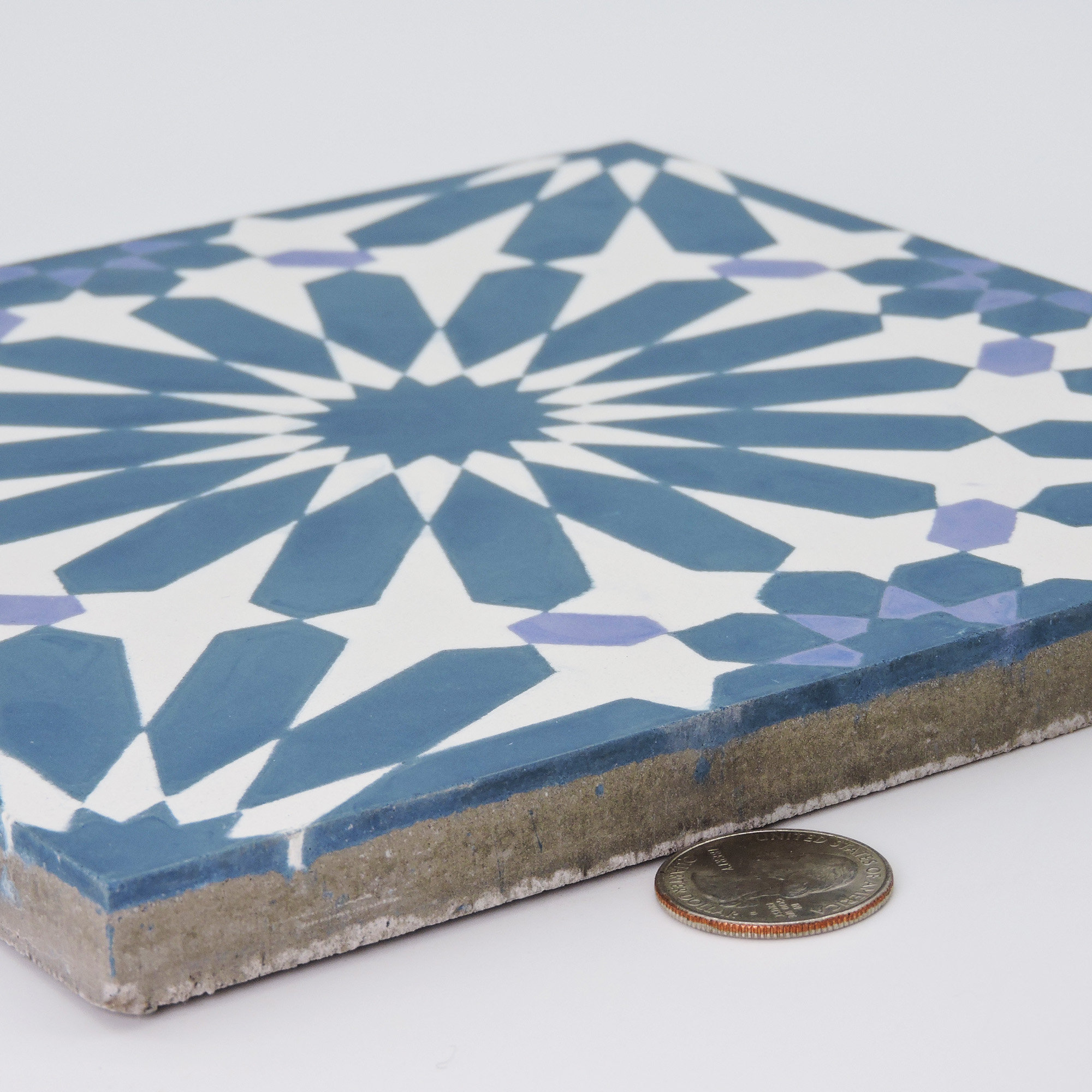 8"x8" Alhambra Handmade Cement Tile, Navy Blue/Purple, Set of 12 ...