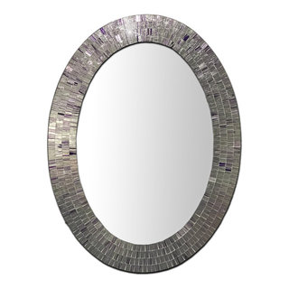 Bohemian Rhapsody Mosaic Decorative Wall Mirror, Oval Silver Violet ...