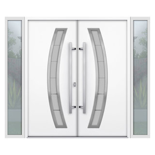 Exterior Prehung Double Doors Deux 6500 White Enamel Frosted Glass ...
