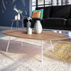 LeisureMod Rossmore Oval Coffee Table With White Steel Frame ...
