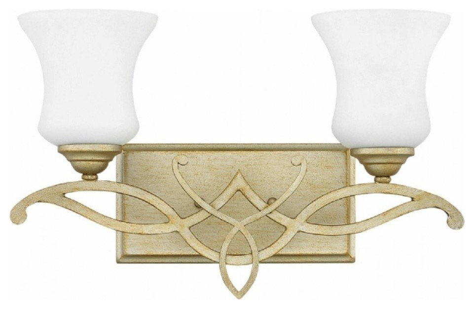 Brooke 2-Light Bath Vanity Silver Leaf Etched Opal Glass - Traditional ...