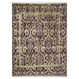 Renaissance Hand-Knotted Rug, Burgundy/Gold - Mediterranean - Area Rugs ...