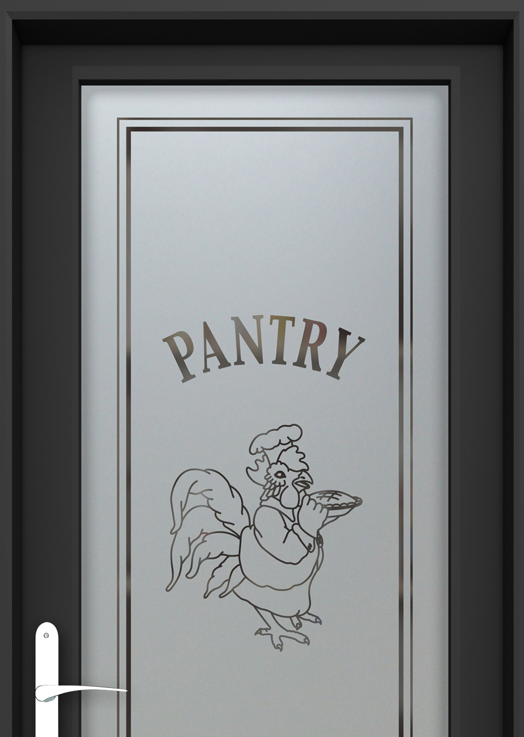Pantry Door - Rooster Chef - Primed - 28" x 80" - Book/Slab Door, 30 ...
