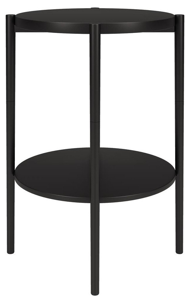Wayne 18'' Wide Round Side Table With Metal Shelf In Blackened Bronze ...
