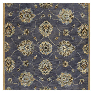3' X 5' Midnight Floral Vines Wool Area Rug - Traditional - Area Rugs ...