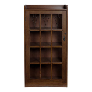 Mission Leaded Glass Bookcase with Lock & Key - Walnut - Craftsman ...